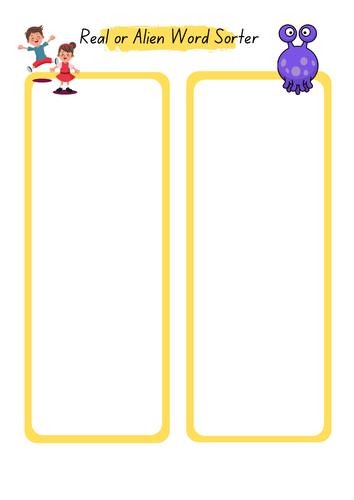 Real or alien word sorter | Teaching Resources