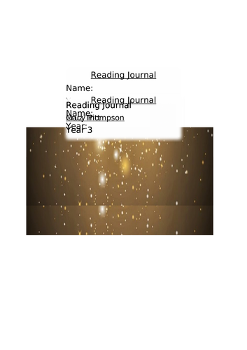 Reading journal cover | Teaching Resources
