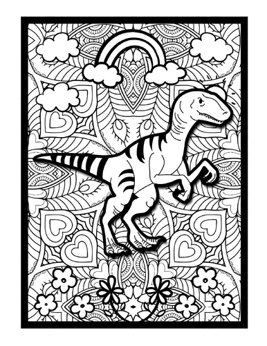 Velociraptor Mindfulness Mandala Colouring Pages, Dinosaurs Colouring ...