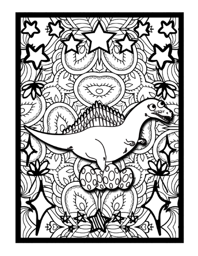 Spinosaurus Mindfulness Mandala Colouring Pages, Dinosaurs Colouring ...