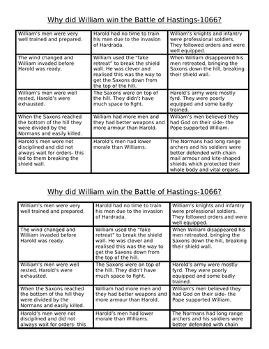 The Battle of Hastings Lessons and Assessment plus Feedback | Teaching ...