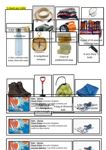 Desert island survival lesson shipwreck Kensuke's Kingdom literacy KS2 ...