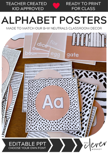 B+W NEUTRALS Alphabet Posters | Teaching Resources
