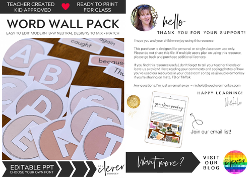 B+W NEUTRALS Word Wall Pack | Teaching Resources