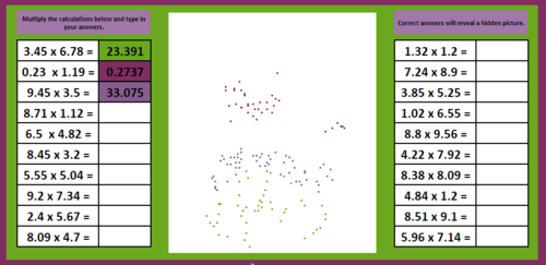 Decimal Multiplication Pixel Art - Halloween Cat (2) | Teaching Resources