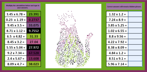 Decimal Multiplication Pixel Art - Halloween Cat (2) | Teaching Resources
