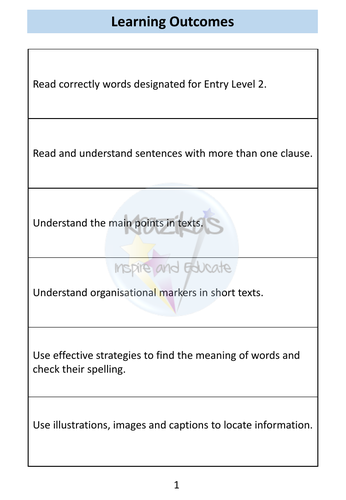 English Functional Skills Entry Level 2 Reading Workbook | Teaching ...