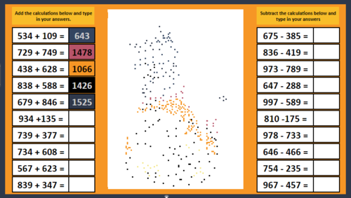 3-digit Addition and Subtraction Pixel Art - Halloween Cat (3 ...