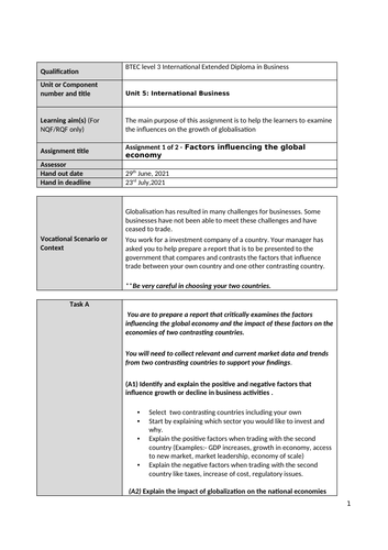 Unit 5-International Business-BTEC Level 3 International/National-New ...