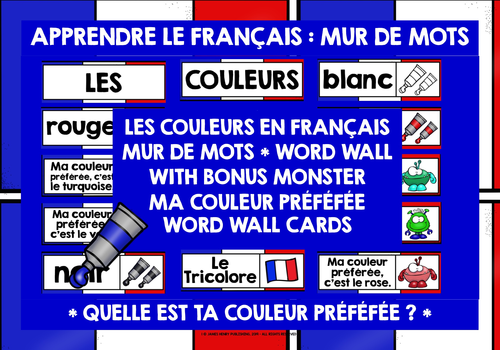 PRIMARY FRENCH COLOURS WORD WALL | Teaching Resources