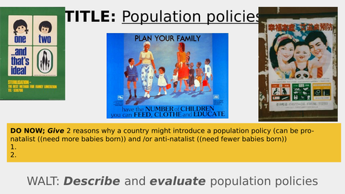CIE IGCSE Geography: Population dynamics: Lesson 9 population policies ...