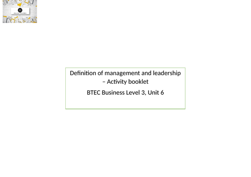 BTEC Business Level 3, Unit 6, Learning Aim A, Definitions of ...