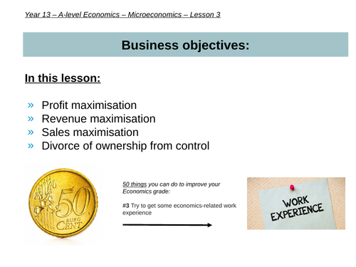 Business objectives (A-level Economics) | Teaching Resources