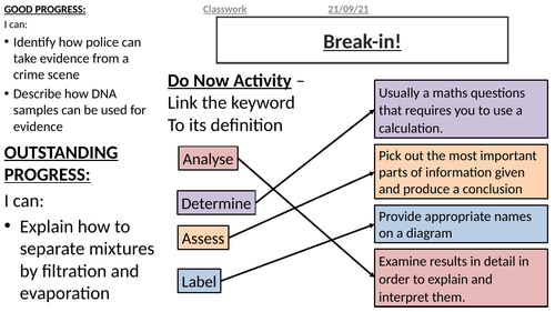 Activate 3 - C3 - Detection of Chemistry - Break-In! | Teaching Resources