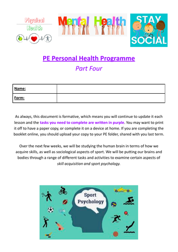 Online Learning PE - Personal Health Programme Part Four (Sport ...