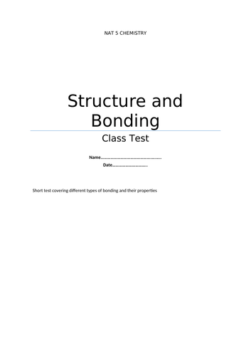 Structure and Bonding Assessment | Teaching Resources