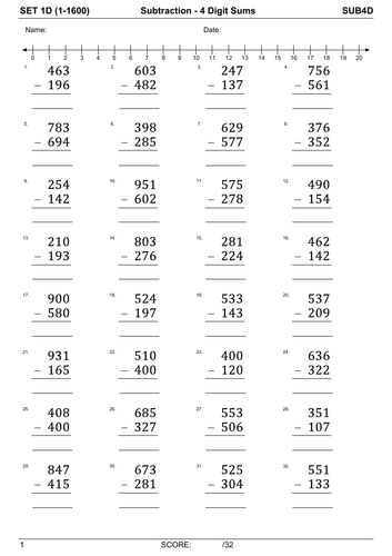 26,000 Subtraction Sums Bumper Pack | Teaching Resources