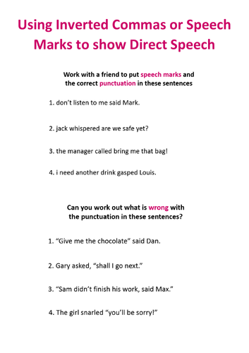 KS2 GAPS Using Inverted Commas Speech Marks | Teaching Resources