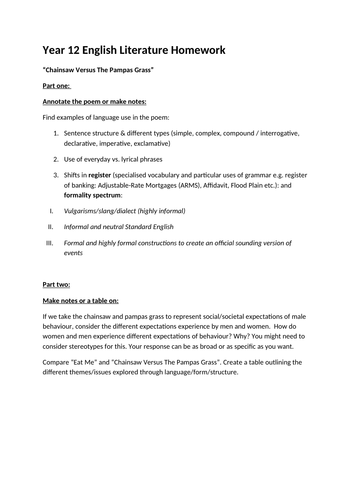 A-Level Poems of the Decade SOW | Teaching Resources