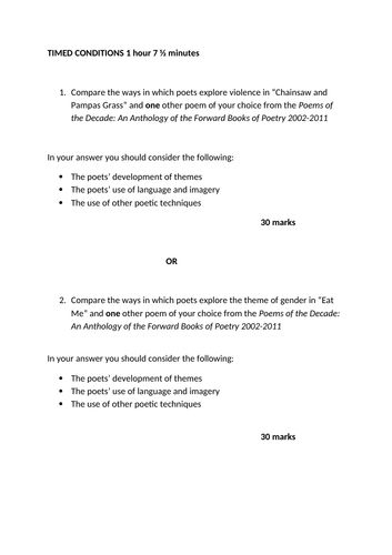 A-Level Poems of the Decade SOW | Teaching Resources