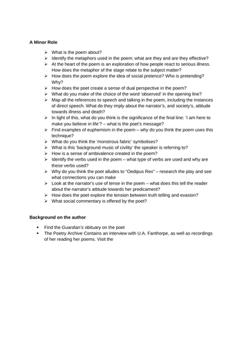 A-Level Poems of the Decade SOW | Teaching Resources