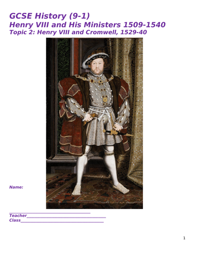 Edexcel GCSE History Henry VIII booklet 2 | Teaching Resources