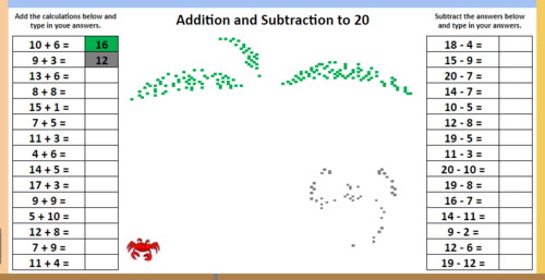 Addition and Subtraction to 20 Pixel Art - Owls at the Beach | Teaching ...