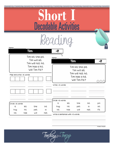 Short I Decodable Activities | Teaching Resources