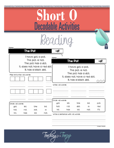 Short O Decodable Activities | Teaching Resources