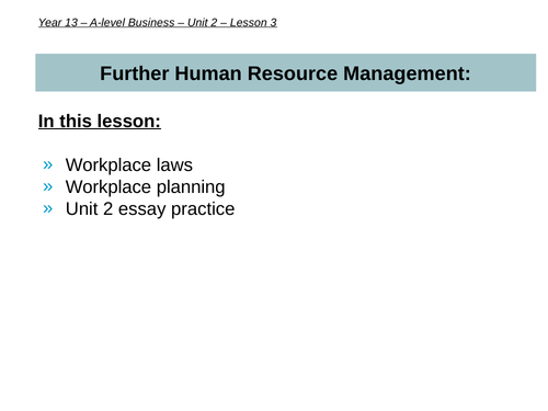 Labour laws & workplace planning (A-level Business) | Teaching Resources