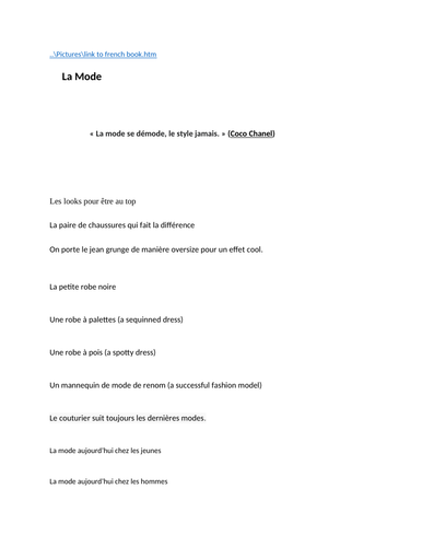A level French discussing Fashion - La Mode - vocabulary, grammar ...