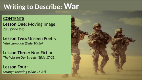 P1Q5 Writing to Describe: War | Teaching Resources