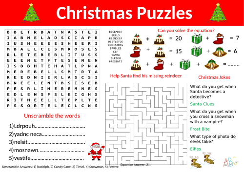 Christmas Puzzles | Teaching Resources