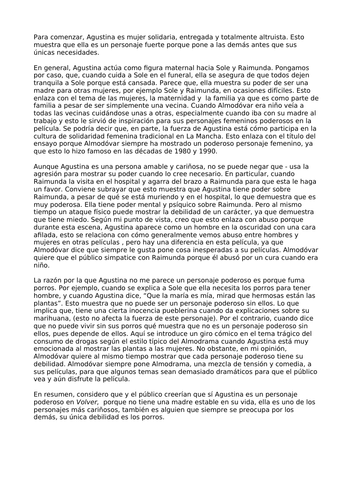 Volver A level Spanish essay Agustina | Teaching Resources