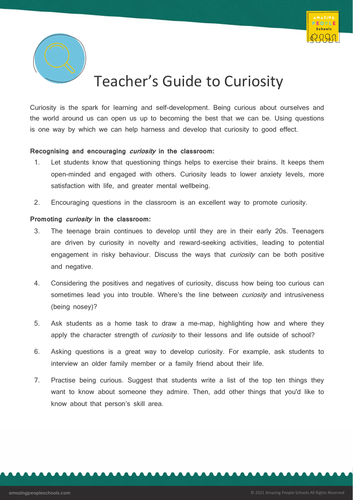 Curiosity - Guide to Teaching - Secondary | Teaching Resources