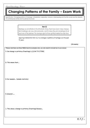 Changing patterns of the family - Exam Work - Families and Households ...