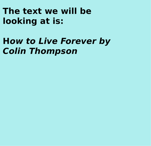How to Live Forever by Colin Thompson Literacy Planning | Teaching ...