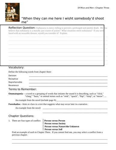 Of Mice and Men - Chapter by Chapter Questions | Teaching Resources