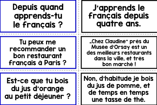 FRENCH SPEAKING PRACTICE CARDS FREEBIE | Teaching Resources