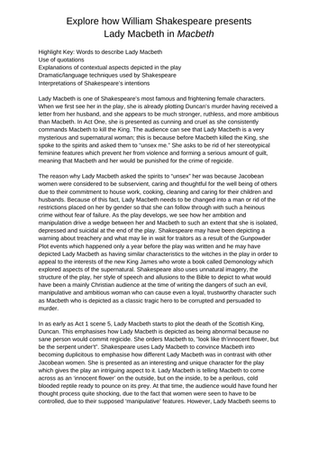 Exemplar Macbeth IGCSE English IGCSE coursework | Teaching Resources