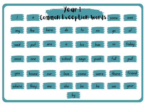 Year 1 Common Exception Word Mat | Teaching Resources