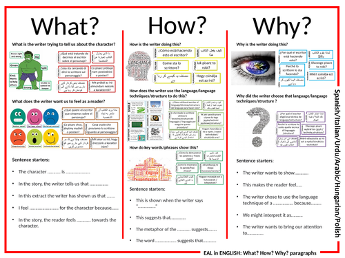 KS3/4 EAL INA English Paragraph structure - MULTILINGUAL | Teaching ...