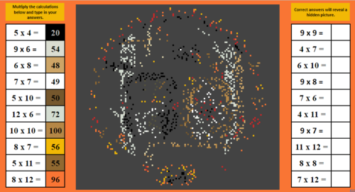 Multiplication to 12 Pixel Art - Halloween Owls | Teaching Resources