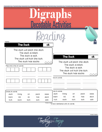 Digraphs Decodable Activities | Teaching Resources