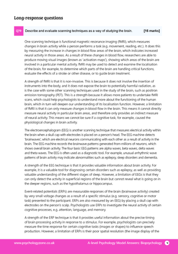 AQA Psychology BRILLIANT MODEL ANSWERS: Biopsychology: AS and A-level ...