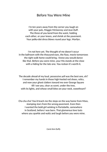 Before You Were Mine Analysis Activities/Worksheets | Teaching Resources