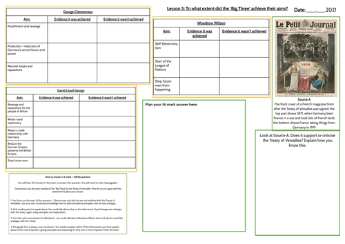 Conflict and Tension 1914-1918: Part 1 Peacemaking | Teaching Resources