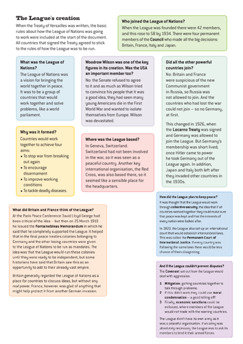 Conflict and Tension 1914-1918 Part Two: The League of Nations ...
