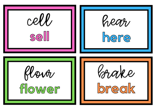 Homophones Flashcards | Teaching Resources