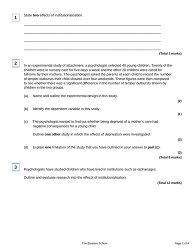 AQA A-Level Psychology Attachment – Romanian Orphan Studies & Effects ...